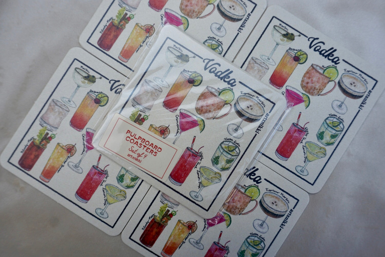 Classic Vodka Cocktail Coaster Set of 4 – artxnikki