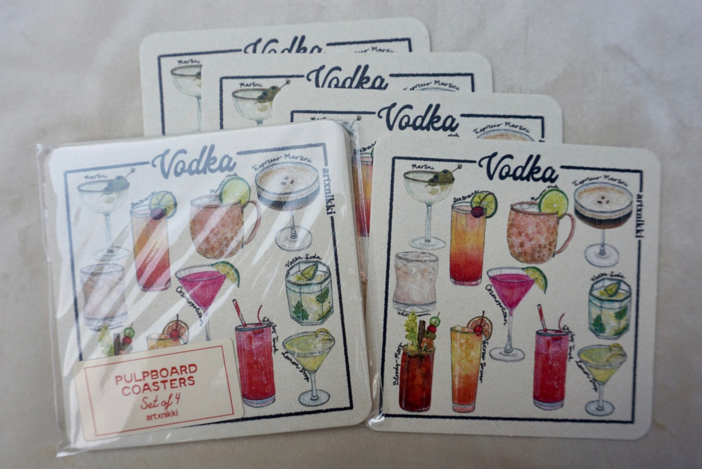 Classic Vodka Cocktail Coaster Set of 4 – artxnikki