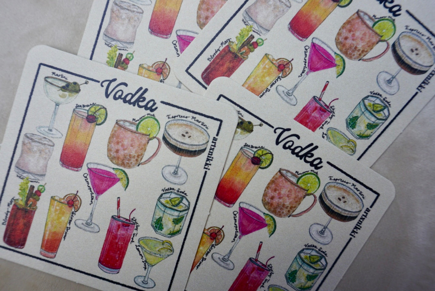 Classic Vodka Cocktail Coaster Set of 4 – artxnikki