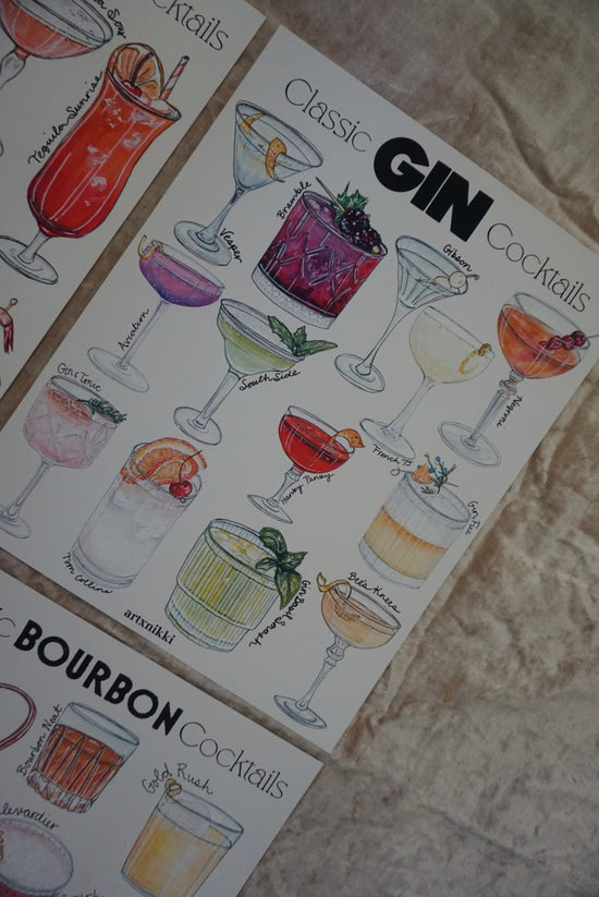 Classic Gin Cocktails Chart Art Print – artxnikki
