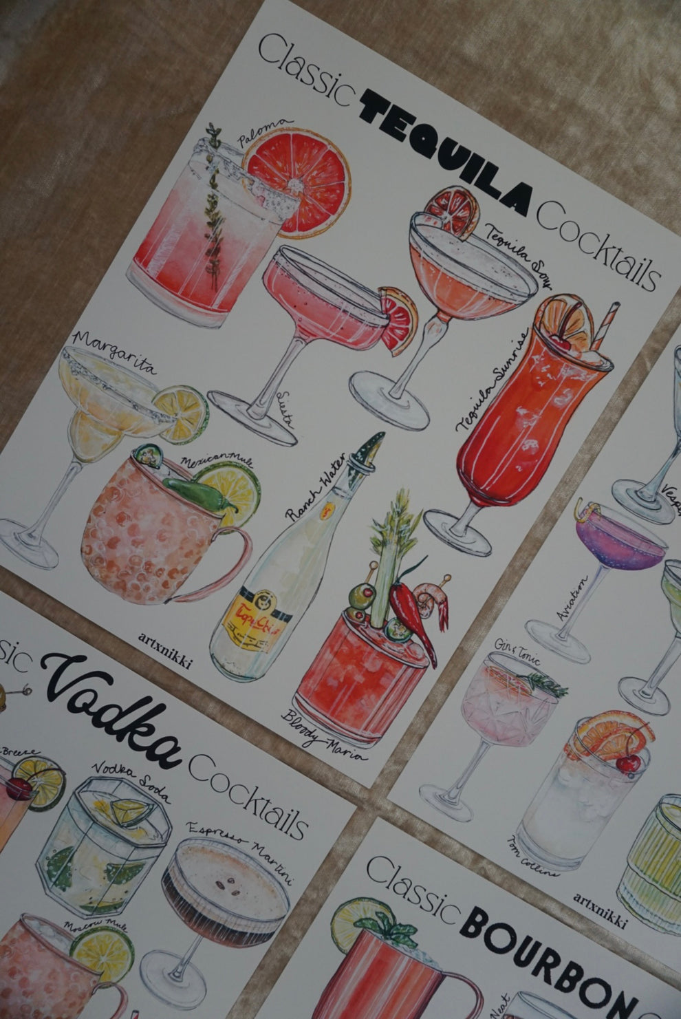 Classic Tequila Cocktails Chart Art Print – artxnikki